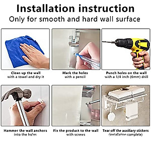 Towel Rack with Towel Bar for Bathroom Wall Mount,Foldable Toalla Holder with Hooks,Hotelier Rustproof Adjustable Bath Towels Shelf,No Drill,24 Inch Polished Silver