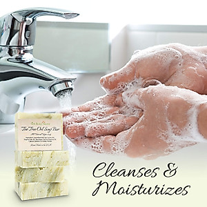 TEA TREE SOAP BAR - 4 Natural Tea Tree Oil Soap Bars for Face, Hand, Foot, Body Wash - Fights Blemishes, Itch, Body Odor. Handmade in USA with Non-GMO Ingredients. 4 Large 4.5 oz Bars