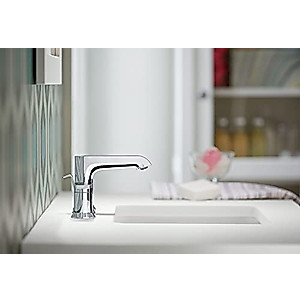 KOHLER 97093-4-CP Hint Widespread Bathroom Faucet with Pop-Up Drain Assembly, 3 Hole 2-Handle Bathroom Sink Faucet, 1.2 gpm, Polished Chrome