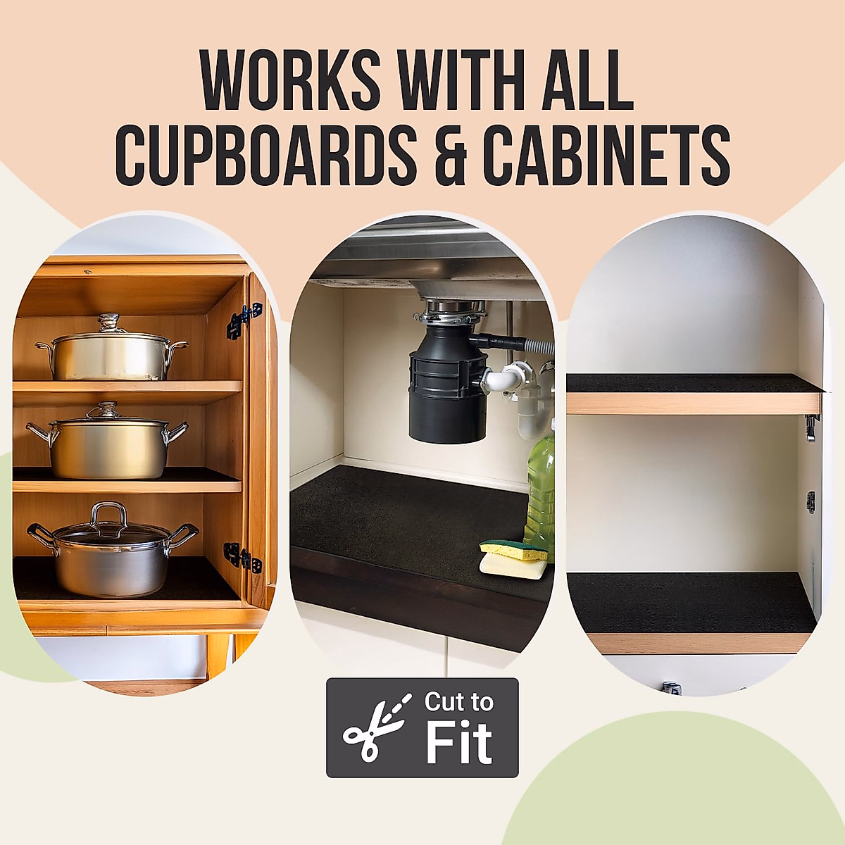 ITSOFT Under The Sink Mat, Kitchen Tray Drip, Cabinet Liner, Waterproof Layer, Reusable, Washable 36 x 48 Inches Black