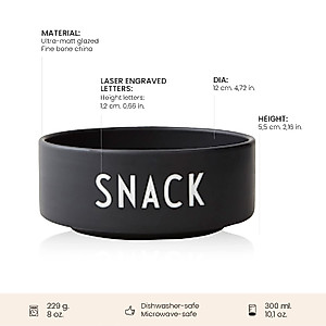 Design Letters Porcelain Snack Bowl 10 Oz | Ceramic Bowl | Bowls for Pasta, Cereal, Popcorn | Deep Soup Bowl for Kitchen, Dinner | Christmas Decorative Bowl | Microwave & Dishwasher Safe