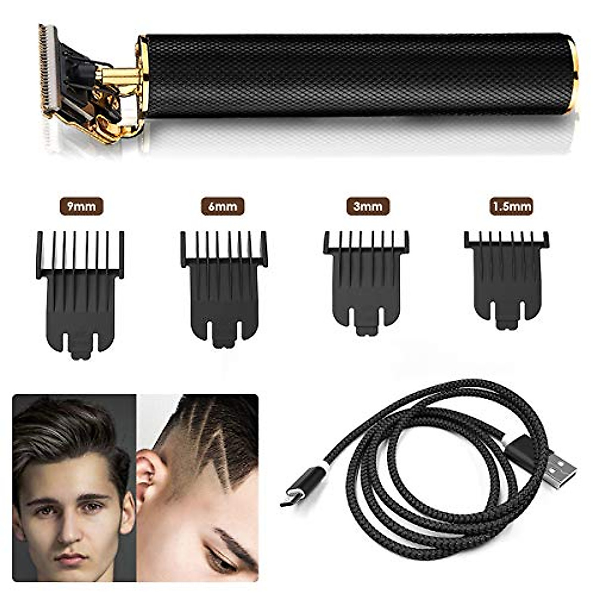 SOONHUA Mens Beard Hair Trimmer Electric Hair Clippers Rechargeable Close Cutting Trimmer Kit Men Hair Detail Shaver