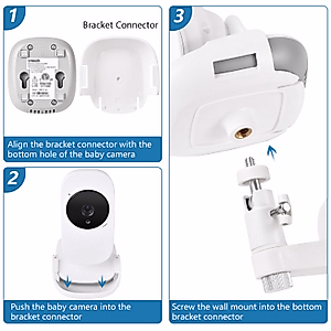 Adjustable Baby Monitor Wall Mount for VTech VM819, Baby Monitor Holder, Indoor Security Camera Mount for Crib Nursery, Perfect View Angle and Easy Installation-White