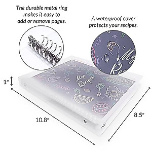 Blank Recipe Book to Write in Your Own Recipes, 8.5" x 11" Removable Hardcover Family Recipe Binder with Dividers, Customized Personal Recipe Book Hold 140 Recipes (Salvia Blue)