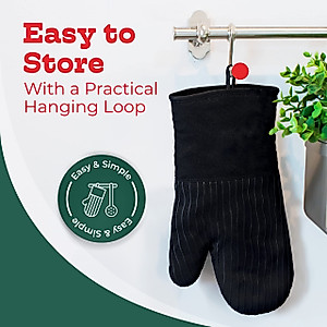 BIG RED HOUSE Oven Mitts and Pot Holders Sets, with The Heat Resistance of Silicone and Flexibility of Cotton, Recycled Cotton Infill, Terrycloth Lining, 480 F Heat Resistant Pair Black
