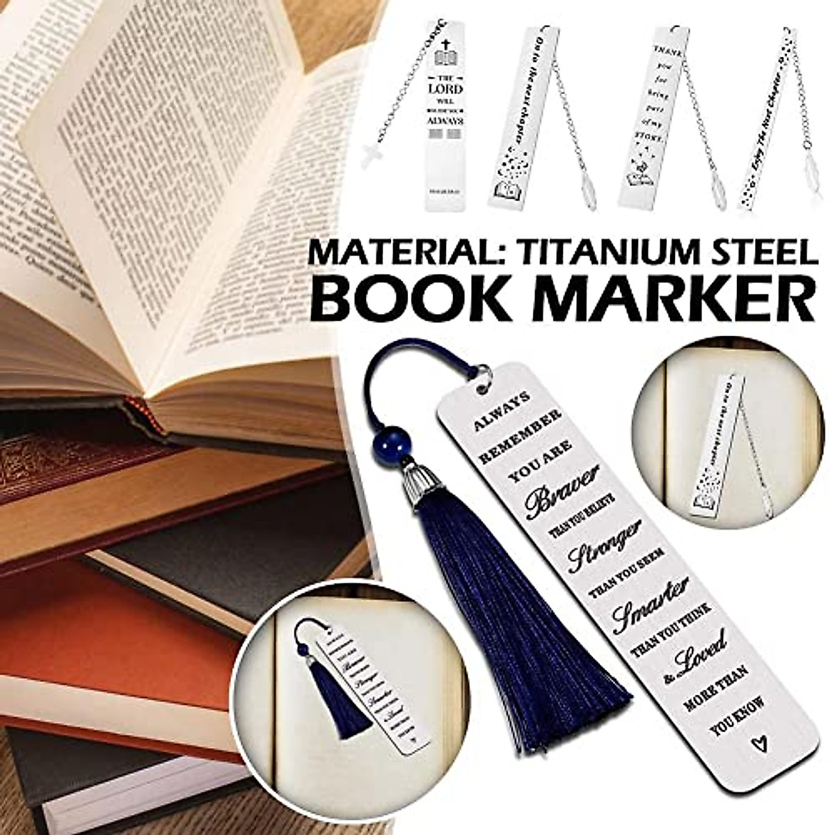 Inspirational Bookmark for Women Book Lover, Bookish Book Marker with Tassels, Reader Bookworms Reading Present Book Club Gifts
