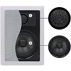 Herdio 5.25 Inch Ceiling Speakers Flush Mount in Wall Speakers Perfect for Home，Living Room，Kitchen，Office