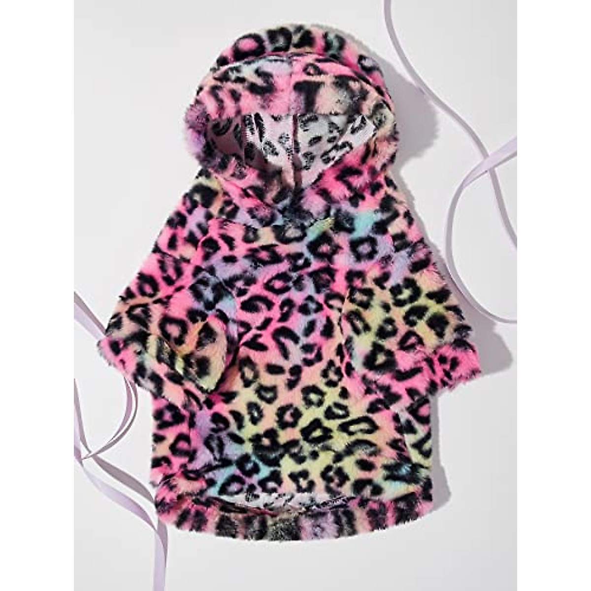 QWINEE Dog Coat Dog Hoodie Tie Dye Warm Winter Coat Sweatshirt Dog Clothes for Cat Puppy Small Medium Dog Leopard M