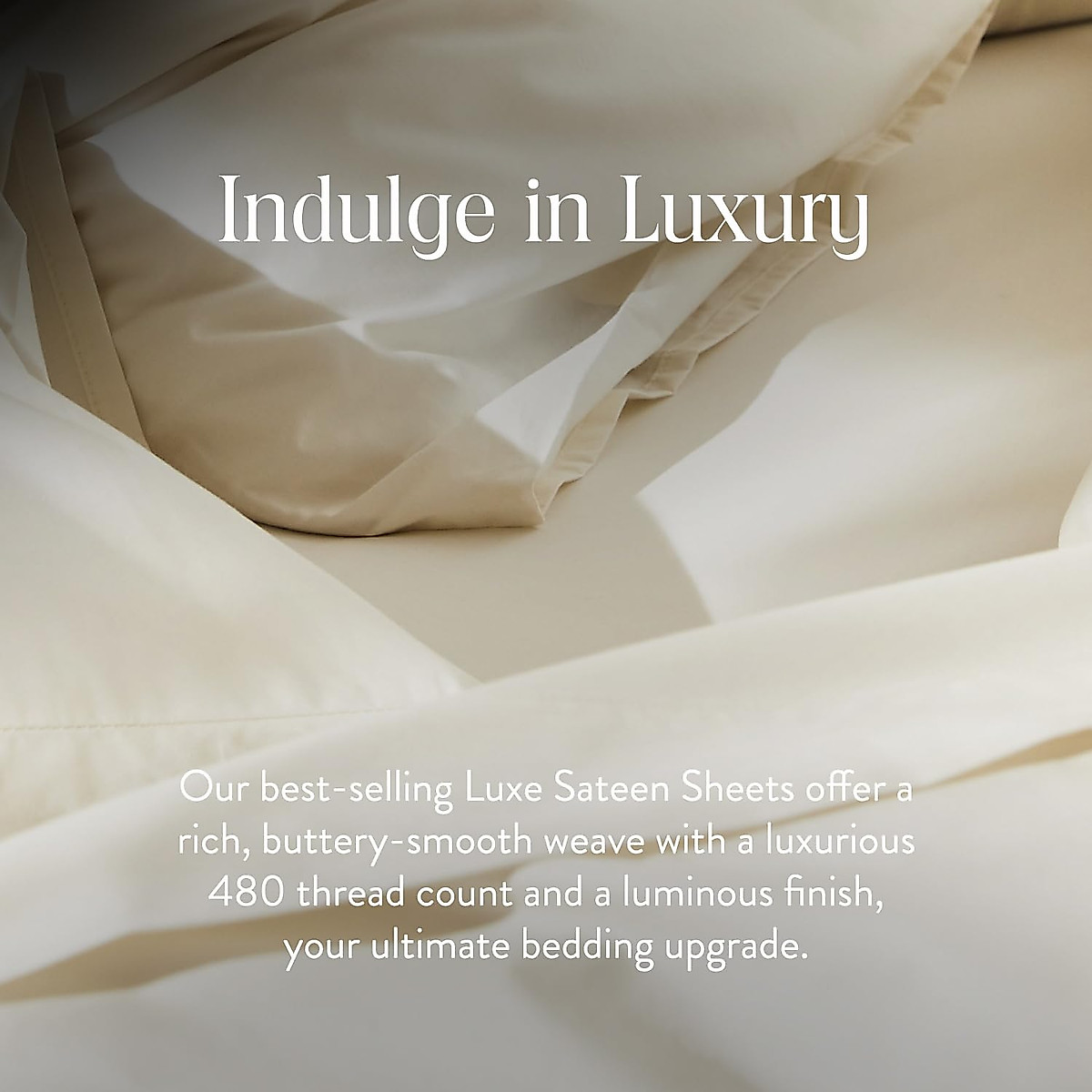 Brooklinen Luxury Sateen 4 Piece California King Size Sheets Set in Cream - 100% Cotton Sateen Sheets - 1 Fitted Sheet, 1 Flat Sheet, 2 Pillowcases - Best Luxury Sheets