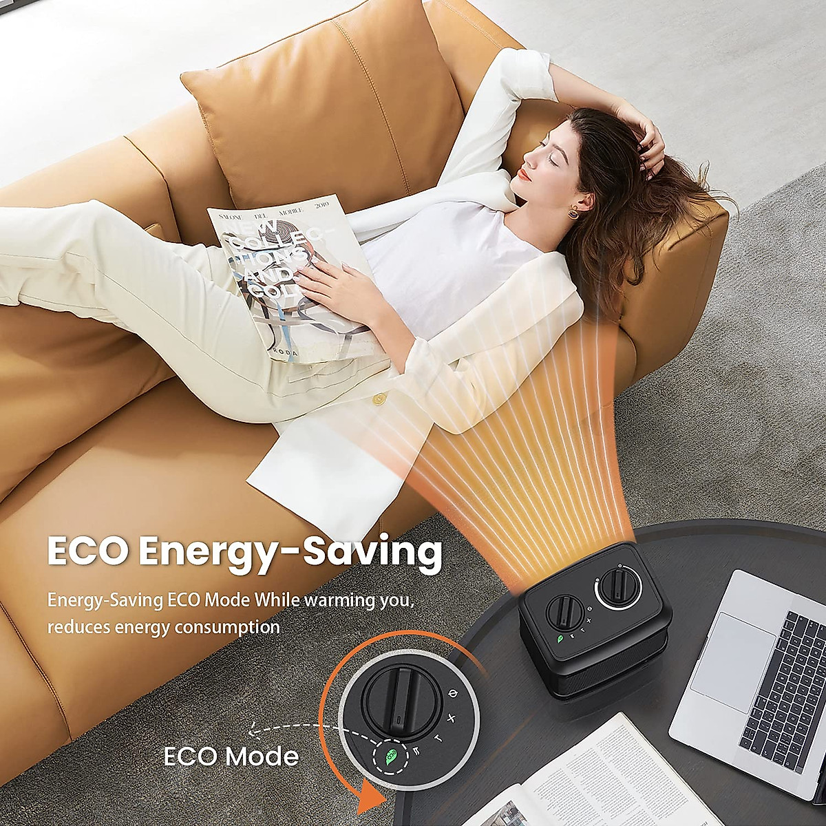 Portable Electric Space Heater for indoor use,1500W Ceramic Portable Heater with 4 Modes, Safety & Fast - Quiet Heat, Small Mini Electric Heater for Indoor Office Room Desktop Home Use (Matte black)