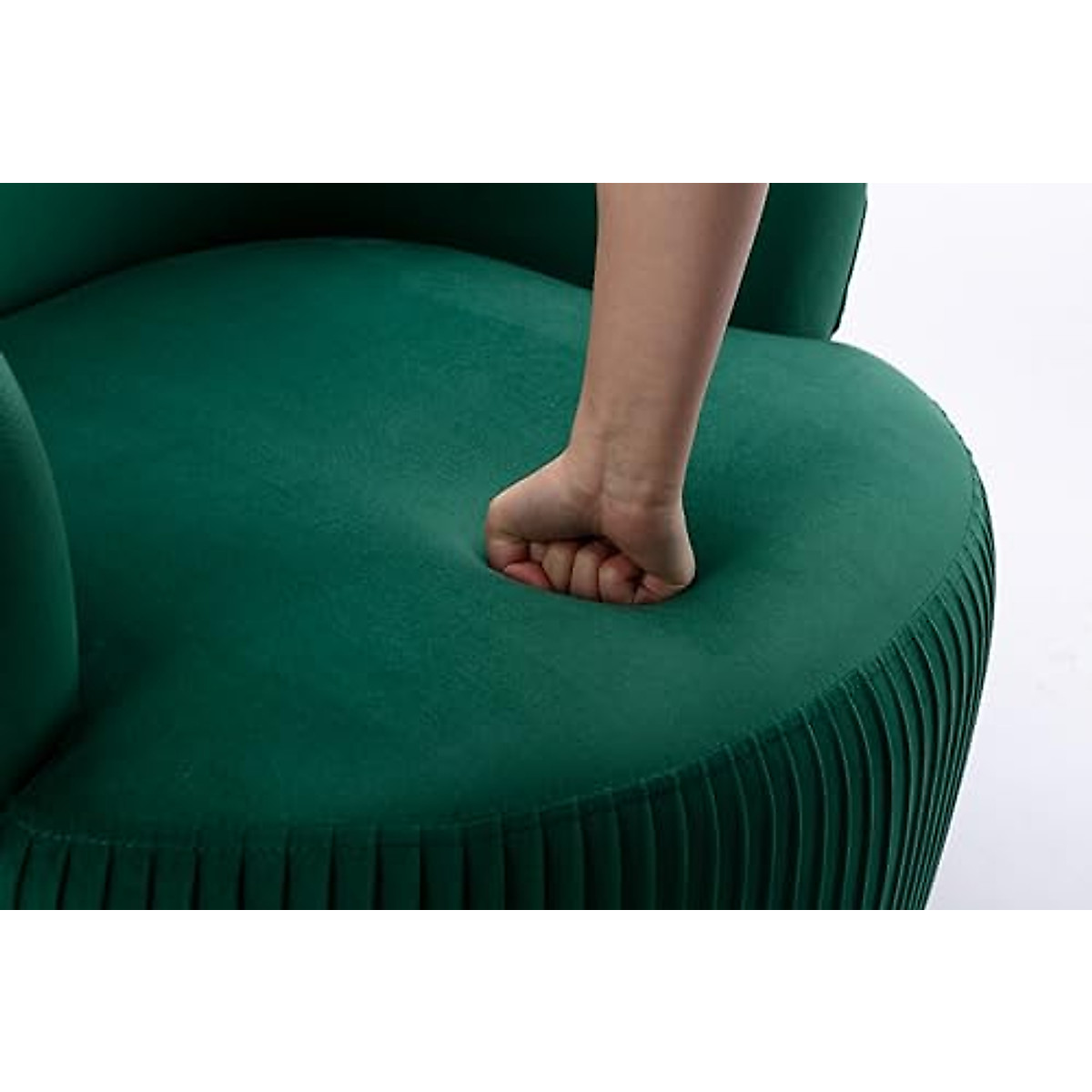 INMOZATA Swivel Chair,Velvet Fabric Barrel Chair for Small Space,Modern Accent Chairs for Living Room,Green