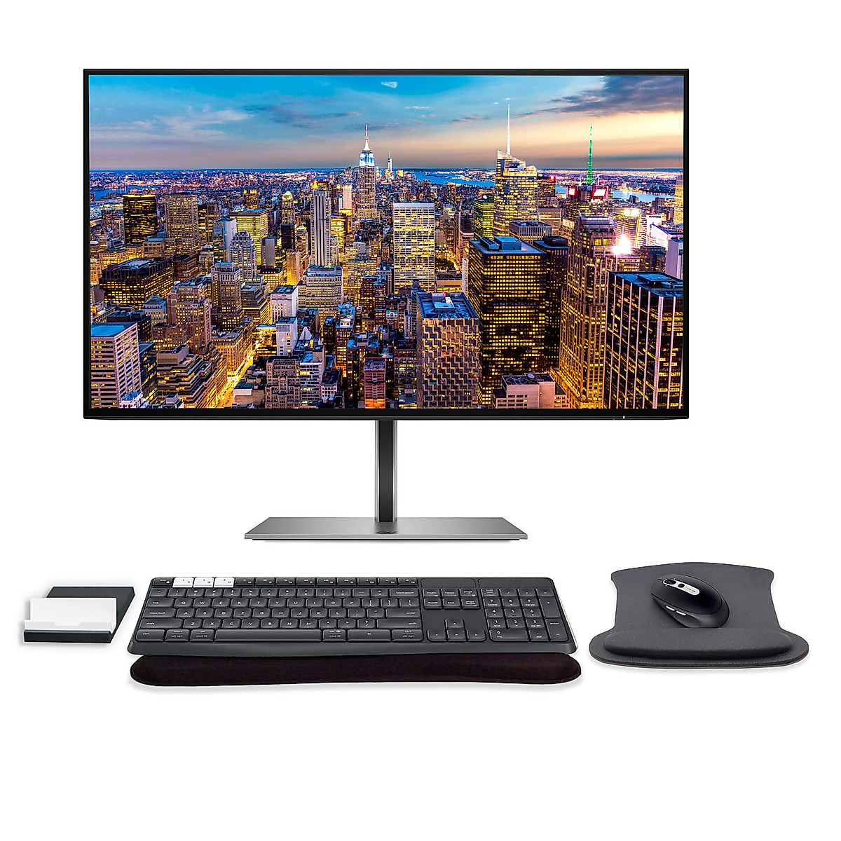 HP Z27u G3 27 Inch 2K QHD Multi-Device Monitor Bundle with USB-C, K375s Bluetooth Keyboard, M585 Bluetooth Mouse, Gel Pads, Compatible with MacBook, MacBook Pro, MacBook Air, iPad and iPhone