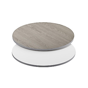 Flash Furniture 36" Round Table Reversible Laminate Top, White/Gray