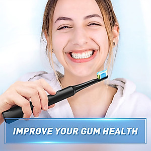 WHITEMPTER Sonic Electric Toothbrush for Adults, Rechargeable Sonic Toothbrush with 10 Brush Heads, Fast 2 Hr Charge Last 35 Days,Rechargeable Sonic Toothbrush with 40000VPM and 3 Modes (Black)