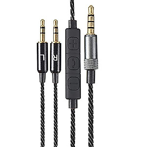 Tobysome Replacement Cable Cord for Sol Republic Master Tracks HD/Tracks HD2/Sol Republic V8/Sol Republic V10/Sol Republic 12/Sol Republic X3 (Remote Volume & Microphone Cable -Black)
