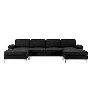 ERYE Oversized U-Shaped Sectional Sofa Couch Modular Deep Seat Sofa&Couch with Reversible Chaise Daybed,Movable Ottoman,Sturdy Metal Legs and Pillow-Top Armrests for Home Office Apartment Living Room