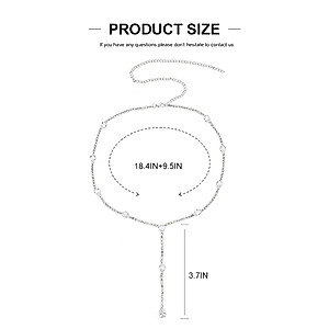 Ckecharfa Rhinestone Choker Necklaces Silver Waterdrop Pendant Necklace Crystal Chain Necklaces Glitter Party Adjustable Neck Chain Jewelry for Women and Teen Girls, Free Size