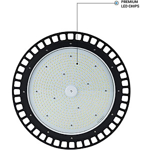 LEDMyplace UFO LED High Bay Light, 240W/220W/200W Adjustable, UFO Led Shop Lights, 36,000LM 4000K Cool White 0-10V Dimmable, 120-277V, Commercial Bay Lighting for Warehouse Factory Barn, Pack of 10