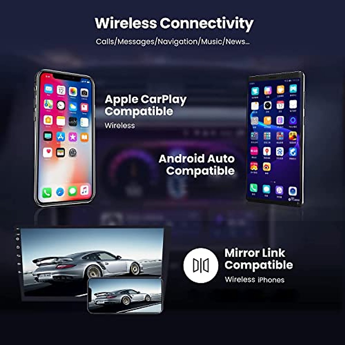 Android 12 Car Stereo Radio Player IPS GPS Navigation Built-in Wireless CarPlay Bluetooth Head Unit Supports Full RCA Backup Camera WiFi DVR TPMS for KIA Forte Cerato 2008 - 2014