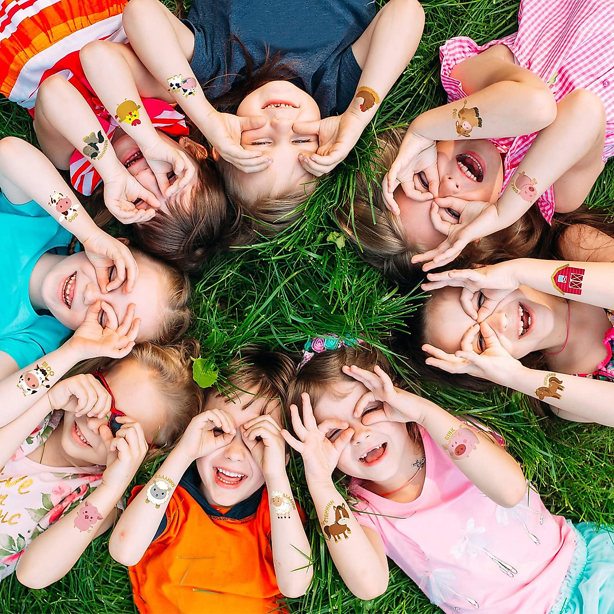 Estune 500 Pieces Farmhouse Animal Temporary Tattoos for Kids farmhouse Animal Tattoos Kids Tattoo Stickers for Kids Pig, Calf, Lamb, Chick Animal Temporary Tattoos for Teens Theme Party Supplies