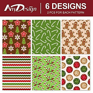 AnyDesign 12 Sheets Christmas Wrapping Paper Gingerbread Man Candy Canes Snowflake Gift Wrap Paper Bulk Xmas Folded Flat DIY Art Craft Paper for Birthday Holiday Party, 19.7 x 27.6 Inch