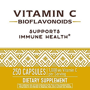 Nature's Way Vitamin C with Bioflavonoids, Immune Support*, 1000 mg per serving, 250 Capsules