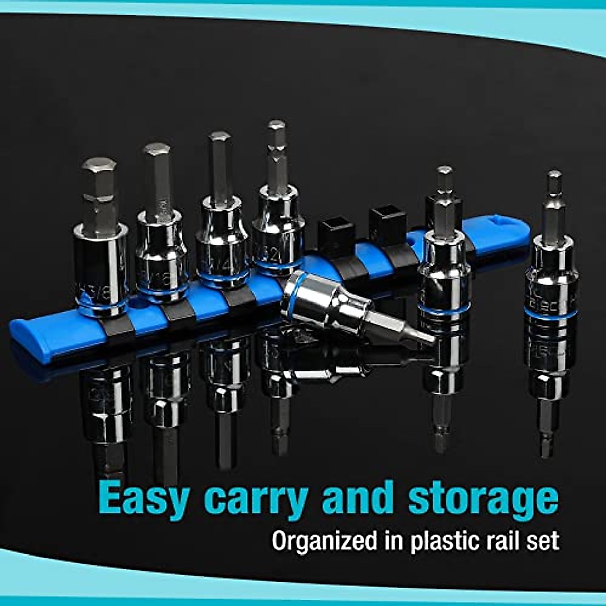 DURATECH Allen Bit Socket Set, 3/8'' Drive Torx, 21-Piece, Premium CR-V Socket and S2 Bits, Metric&SAE
