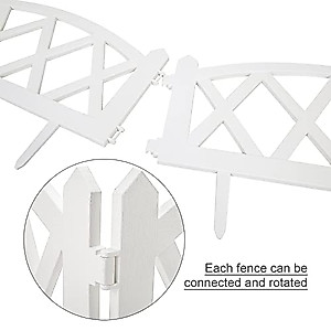 Worth Garden Plastic Fence Pickets Indoor Outdoor Protective Guard Edging Decor, White - Christmas Tree Fence - 10" H. x 95" L.