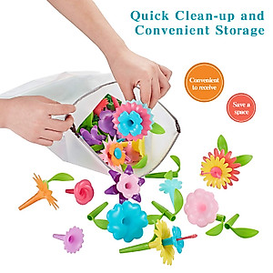 Bu-buildup BBU.01.002 Flower Building Toys, Garden Building Block, Pretend Gardening Toy, Creative Play Toy, 98 PCS Early Educational Toy, Build a Bouquet Floral Arrangement Playset for Kids 3 & Up