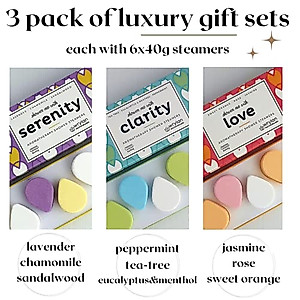 Bundle - 3 Sets of 6 Scented Shower Steamers with Holder - Aromatherapy Bombs - Mother's Day Gift Set -Selfcare for Women, Mom, Girlfriend, Best Friend Who Has Everything