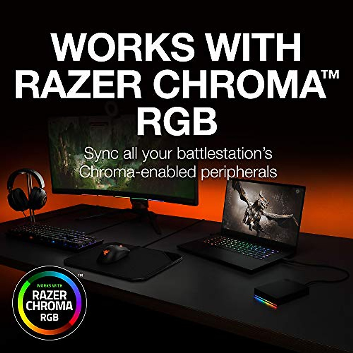 Seagate FireCuda Gaming Hard Drive External Hard Drive 2TB - USB 3.2 Gen 1, RGB LED lighting for PC and Mac with Rescue Services (STKL2000400)