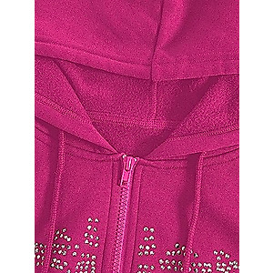 Floerns Women's Long Sleeve Zip Up Skeleton Hoodie Graphic Sweatshirt Jackets Hot Pink M