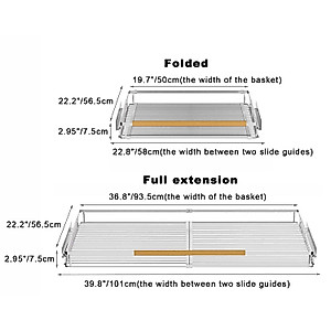 WEJIPP Pull Out Cabinet Drawer Organizer Expendable Slide Out Pantry Storage Shelves Heavy Duty Stainless Steel Shelf for Kitchen Bathroom Cabinet Pantry Closet Under Sink Divider Organization