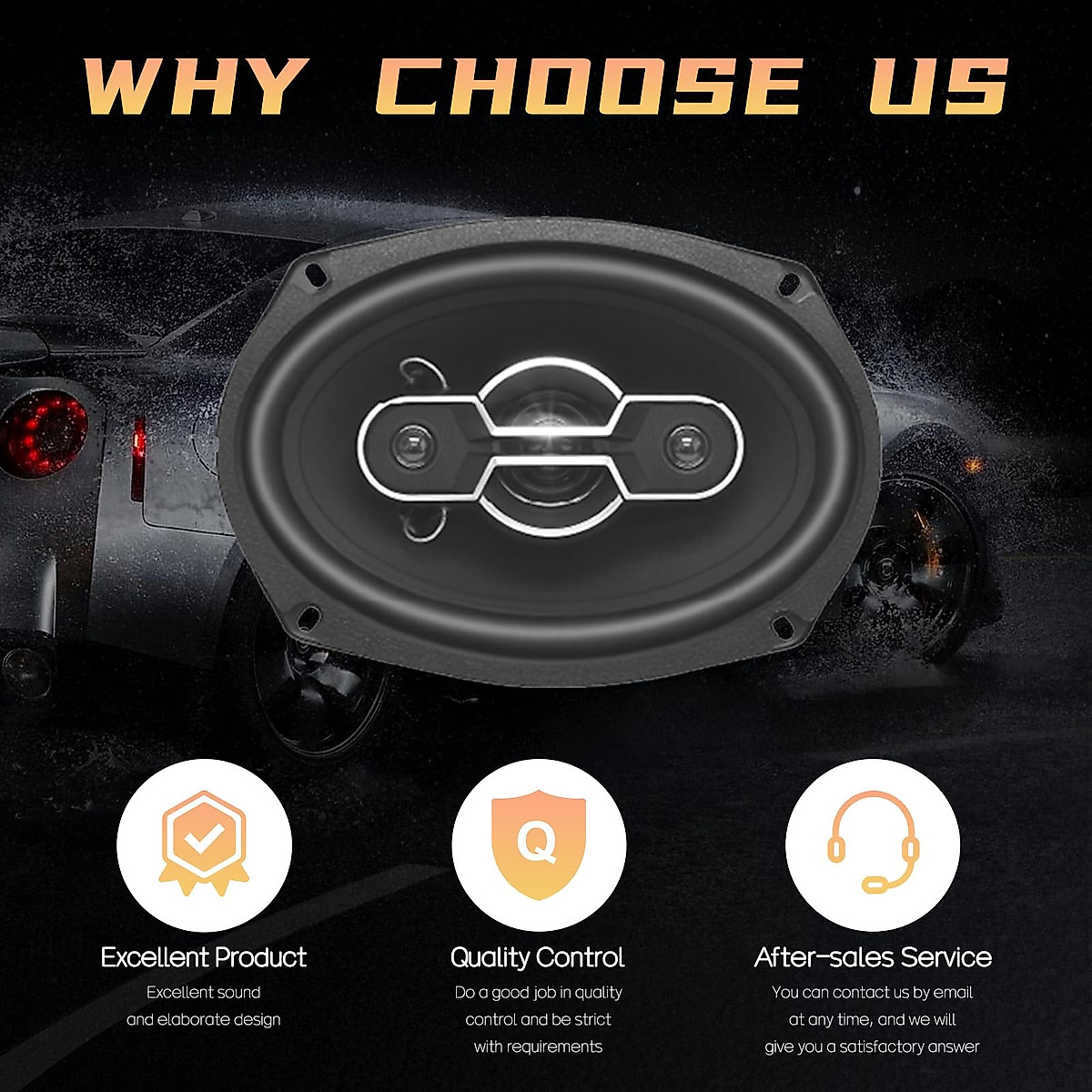 TUMAN Pro 6×9 Car Speakers, 500 Watt Max 4-Way Coaxial Car Audio Speakers, Professional Car Door Speakers, Sound Stereo and no Distortion, Mylar Tweeter Truck Speakers (1 Pair)