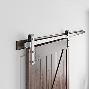 SMARTSTANDARD 6.6 Feet Brushed Nickel Barn Door Hardware Kit-Heavy Duty Sliding Track-Smoothly and Quietly-Easy to Install-Fit 36"-40" Wide Door Panel (J Shape Hanger)