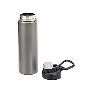 Amazon Basics Stainless Steel Insulated Water Bottle with Spout Lid – 20-Ounce, Grey