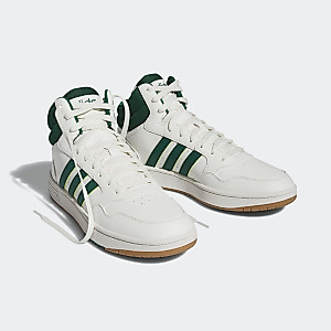 adidas Men's Hoops 3.0 Mid Basketball Shoes Sneaker, Core White/Collegiate Green/Gum, 12