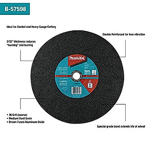 Makita B-57598-5 14" x 1" x 3/32" Abrasive Cut-Off Wheel, 5/Pk