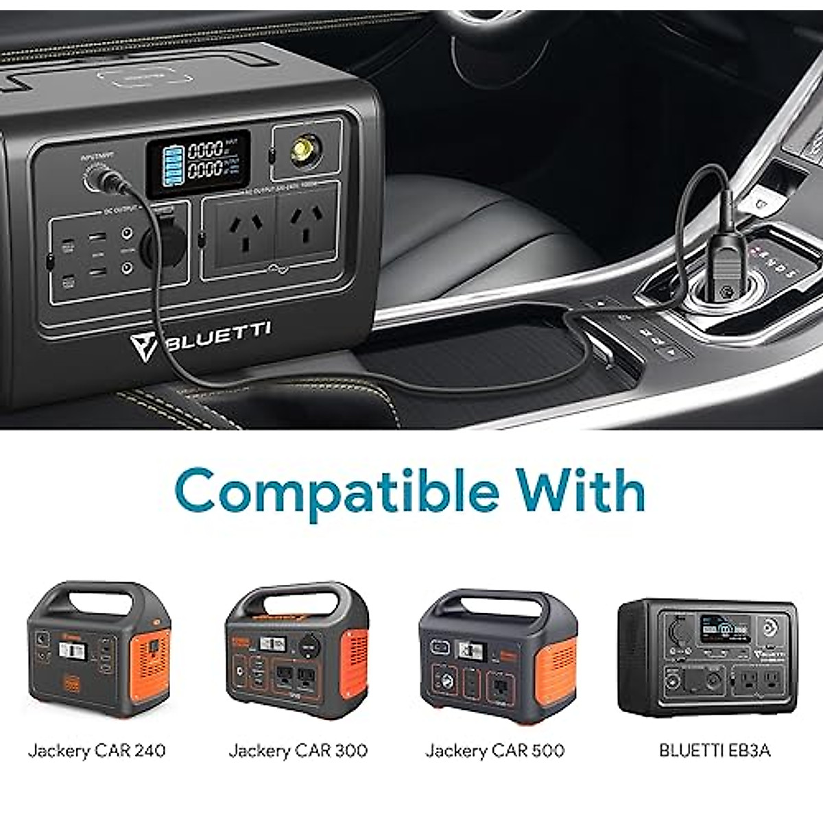 TAIFU DC Adapter 12V/24V 8mm Car Charger for Bluetti EB3A EB70 EB70S Portable Power Station, Jackery Explorer 1000 500 300 240 160 E160 E240 Honda HLS 290 HLS290 167Wh 240Wh Battery Cigarette Lighter