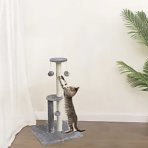 SYANDLVY 29" Tall Cat Scratching Post for Indoor Cats, Kittens Post Scratcher with Sisal Rope, Scratch Tree with Hanging Balls for Play