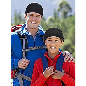 Boao 6 Pieces Skull Caps Helmet Liner Sweat Wicking Cap Running Hats Cycling Skull Caps for Men Women (Black, X-Large)