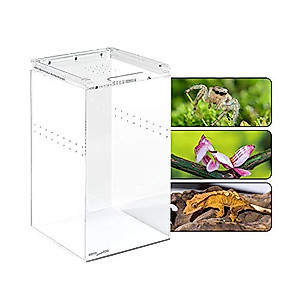 REPTI ZOO Magnetic Acrylic Case, 6x6x9 Inch Enclosure Reptile Breeding Box Terrarium Cage Tank for Tarantula Scorpion Sling Isopods Lizards Roach Invertebrates Insect Mantis