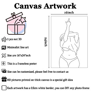 Minimalist Line Wall Art Line Silhouette Painting Woman Outline Art Body Line Art Black And White Line Artwork Line Gesture Canvas Modern Minimalist Abstract Line Art Woman Print 16x24inch No Frame