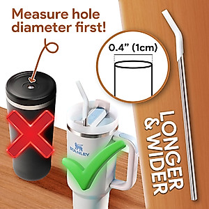 purifyou 14.5 inch Stainless Steel Straws With Platinum Silicone Tips, For Stanley and other 40 oz Tumbler, Extra Long & Wide Set of 5 Reusable Drinking Metal Straw with Portable Case & Cleaning Brush