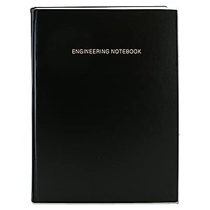 BookFactory Engineering Notebook - 96 Pages (.25" Engineering Grid Format), 8 7/8" x 11 1/4", Engineering Lab Notebook, Black Cover, Smyth Sewn Hardbound (EPRIL-096-LGS-LKT4-R1)