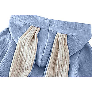 AGQT Baby Boys Bunny Costume Easter Halloween Animal Costume One Piece Romper Bunny Ear Costumes 3D Rabbit Ear Hoodie Outfit Light Blue Size 18-24 Months