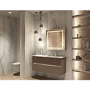 AQUADOM Royale Basic Q 24in x 30in x 5in Left Hinge LED Medicine Mirror Cabinet Recessed Surface Mounted, Dimmer, Touch Screen Button