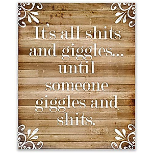 Rustic Farmhouse Bathroom Decor for the Wall - Funny Country Home Art Sign - Modern Farm House Bath Picture - Cabin Restroom Accent - Bathroom Art - Quote Wall Decor - 8x10 UNFRAMED (It's All Giggles)