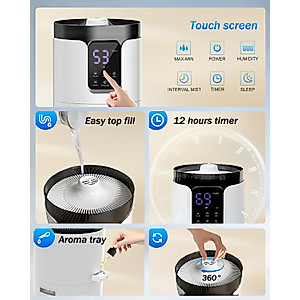 Humidifier Large Room Home Bedroom 2000 sq.ft.16L/4.2Gal Whole House Humidifiers with Extension Tube & 4 Speed Mist, Cool Mist Humidifier with 360°Nozzle for Plant Office Commercial Greenhouse