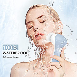 Facial Cleansing Brush Face Scrubber: COSLUS 7in1 JBK-D Electric Exfoliating Spin Cleanser Device Waterproof Deep Cleaning Exfoliation Rotating Spa Machine - Electronic Acne Skin Wash Spinning System